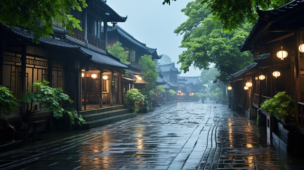 下雨天学生在阳台上学习创意插画图片素材下载 jpg格式 熊猫办公