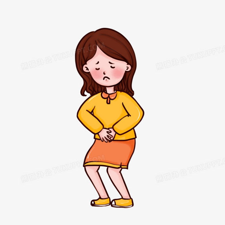 卡通女孩肚子疼人物元素PNG图片素材下载 人物PNG 熊猫办公