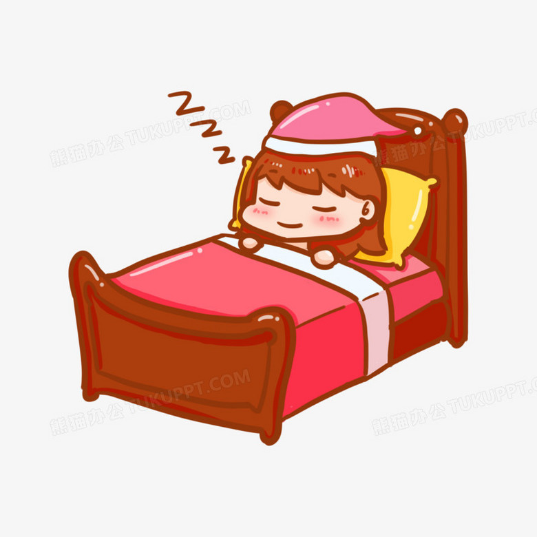 卡通手绘女孩呼呼睡觉元素PNG图片素材下载 手绘PNG 熊猫办公
