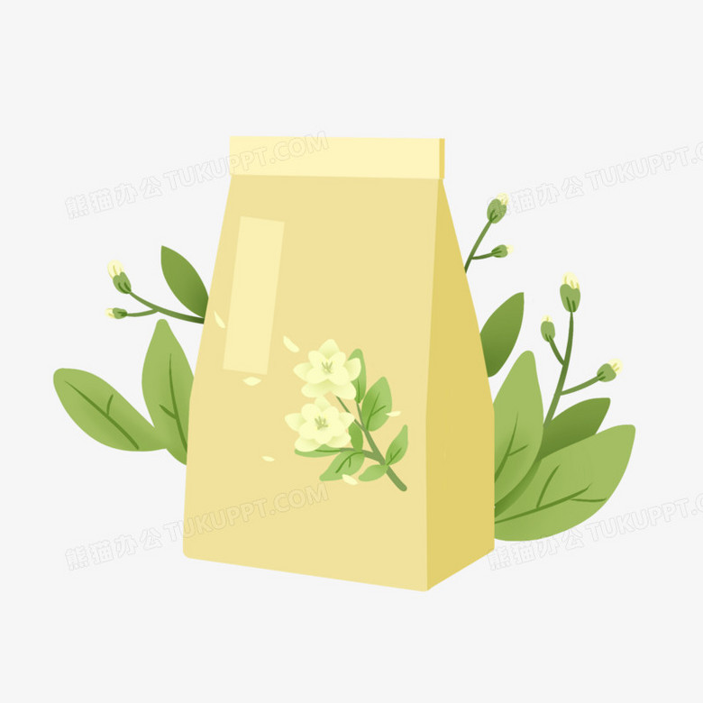 卡通手绘免抠茉莉花茶PNG图片素材下载 手绘PNG 熊猫办公