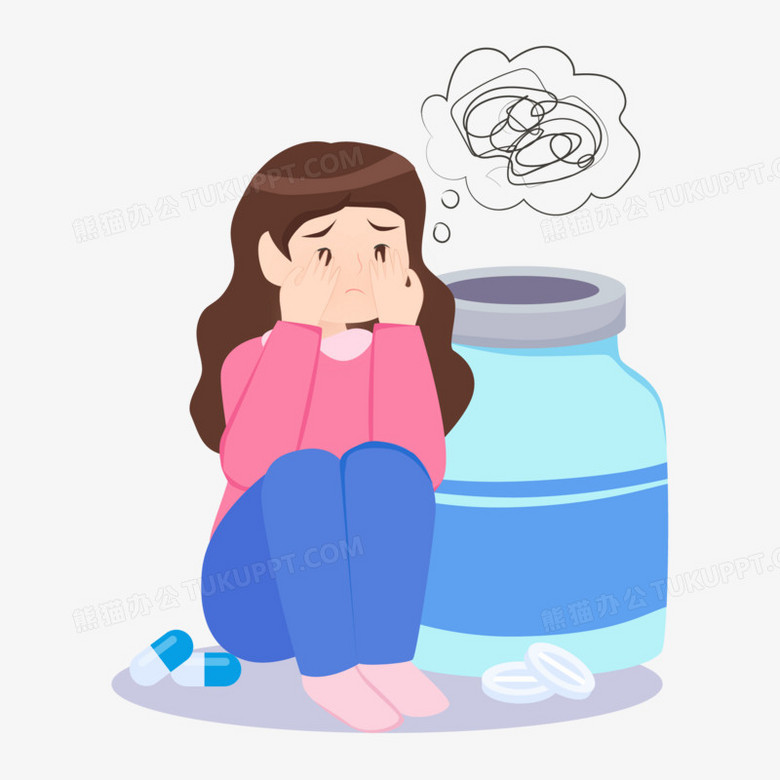 一组卡通矢量心理疾病失眠焦虑人物合集五元素PNG图片素材下载 卡通人物PNG 熊猫办公