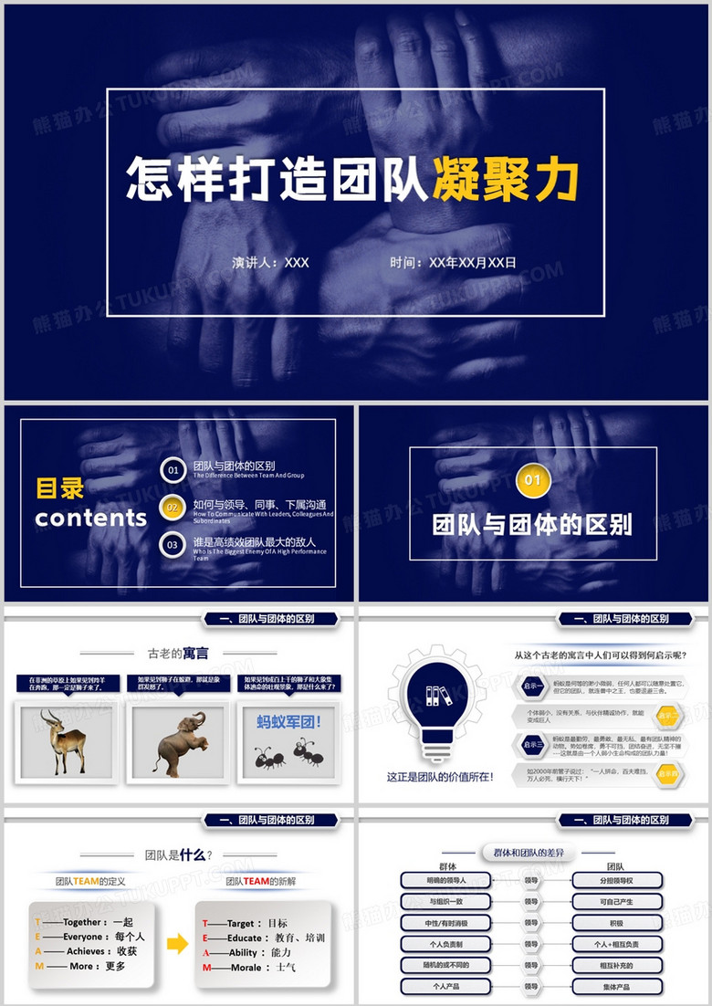 企业培训怎样打造团队凝聚力PPT模板下载 熊猫办公