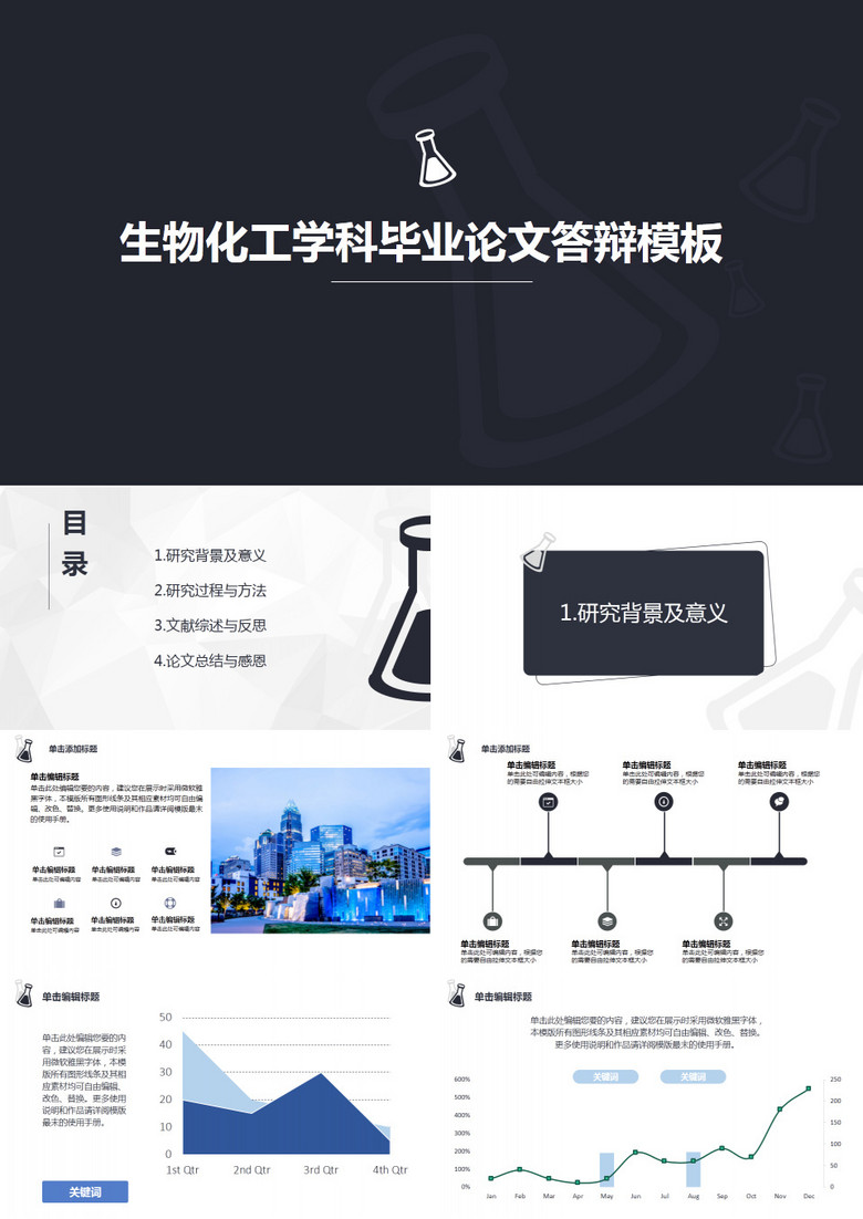 生物化工毕业论文答辩PPT模板下载 熊猫办公