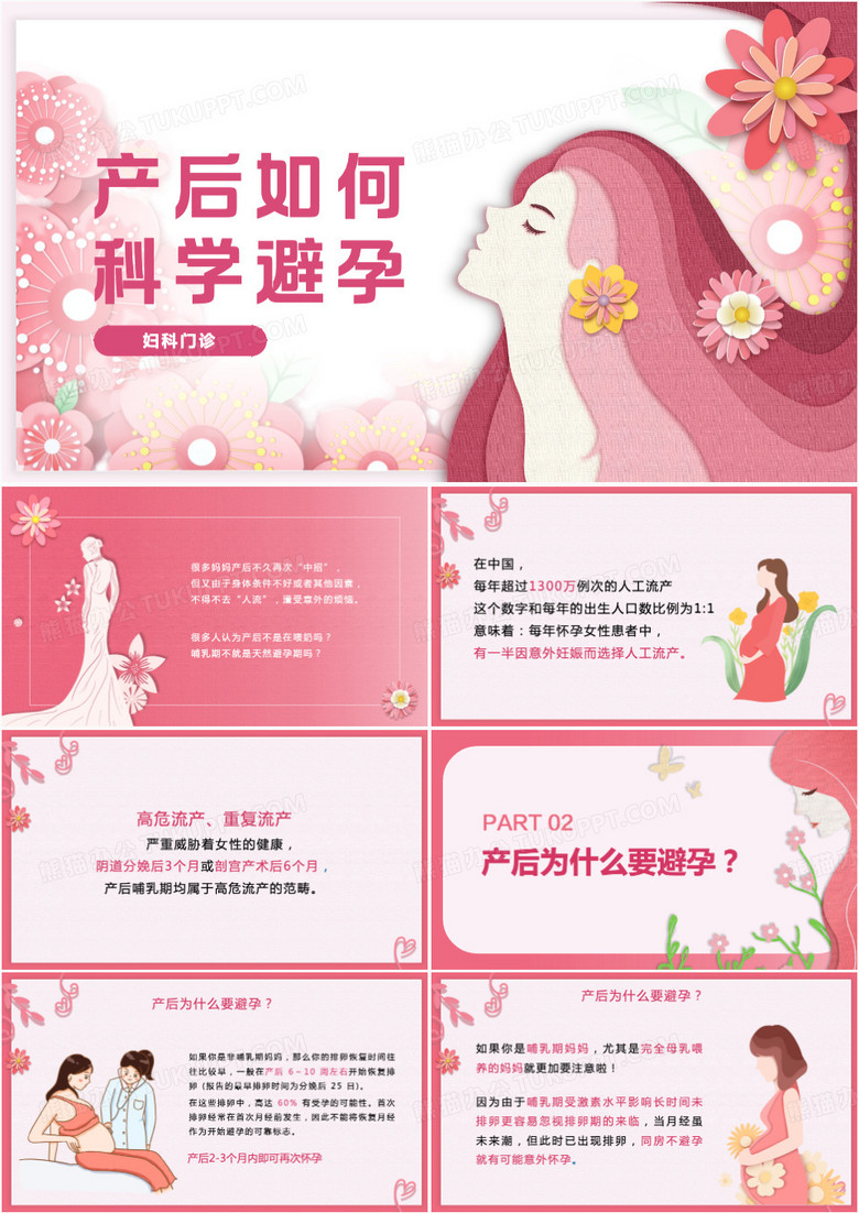 妇科门诊产后如何科学避孕PPT模板下载 熊猫办公
