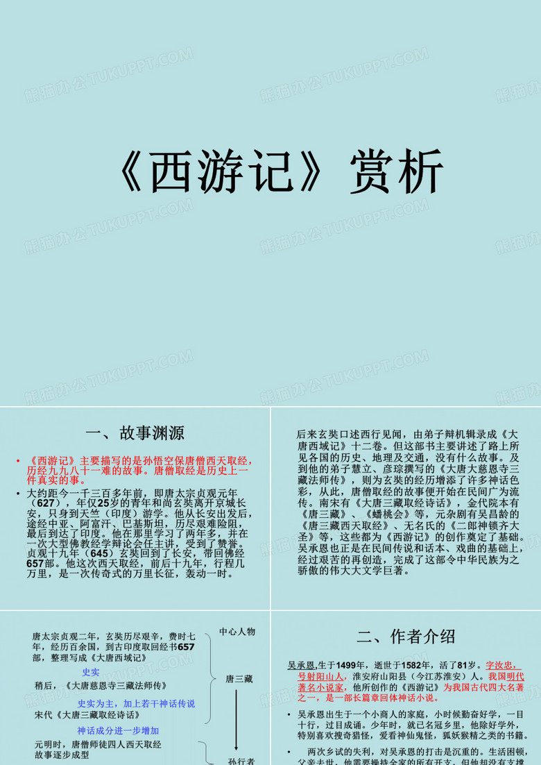 西游记赏析课件PPT模板下载 编号lwevegpl 熊猫办公