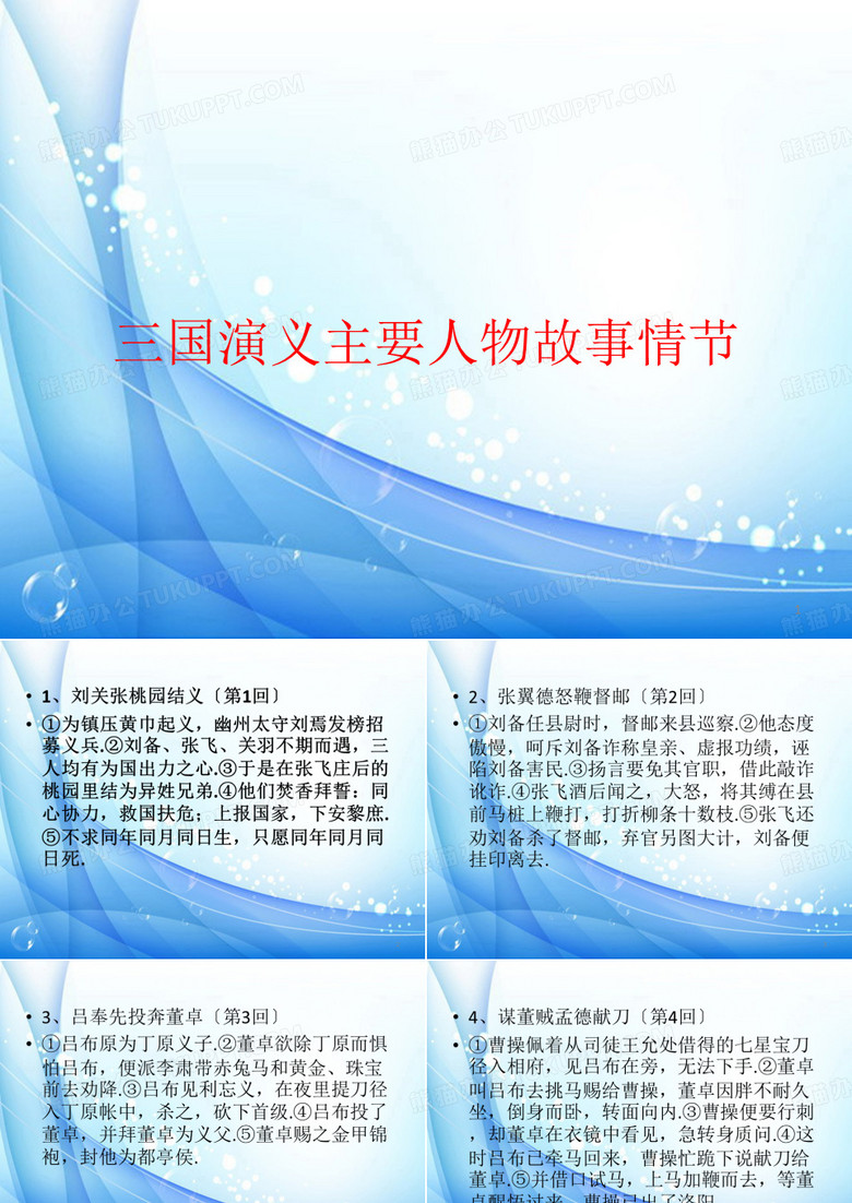 三国演义内容概括详细版PPT模板下载 编号qrwdbwkl 熊猫办公