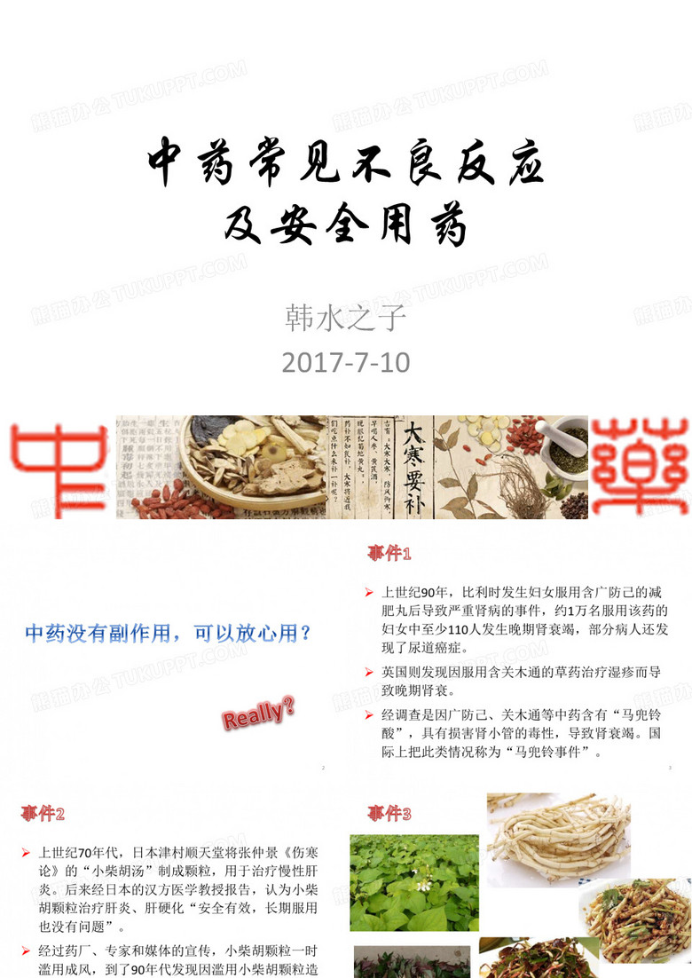 中药常见不良反应及安全用药PPT模板下载 编号leyyyyvl 熊猫办公