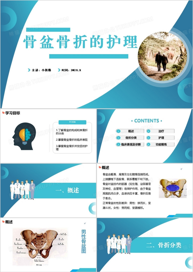 多发性骨盆骨折护理查房简约PPT模板下载 熊猫办公