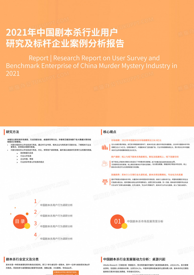 2021年中国剧本杀行业用户研究及标杆企业案例分析报告PPT模板下载 编号lynmgxwq 熊猫办公