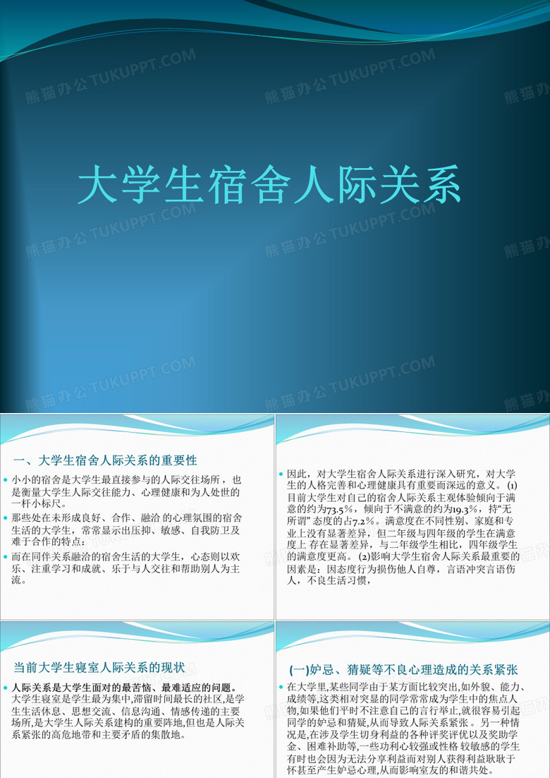 大学生宿舍人际关系 PPT模板下载 编号looyvdyl 熊猫办公