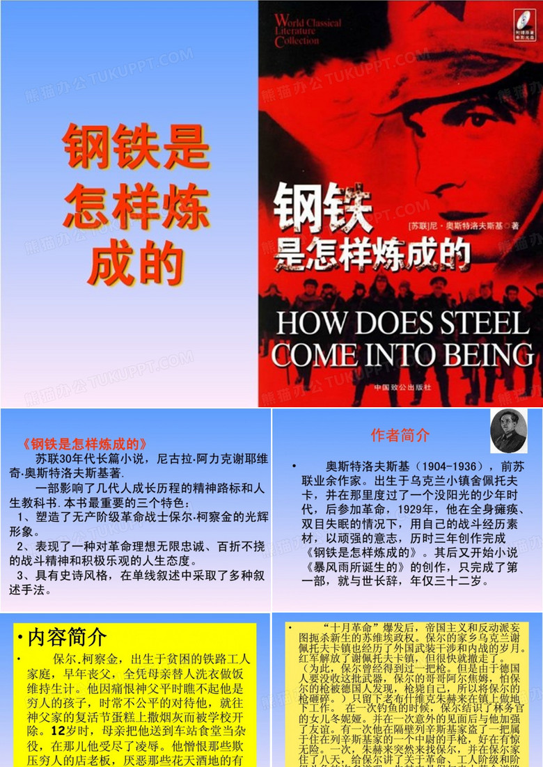 钢铁是怎样炼成的PPT模板下载 编号qnmzekgl 熊猫办公