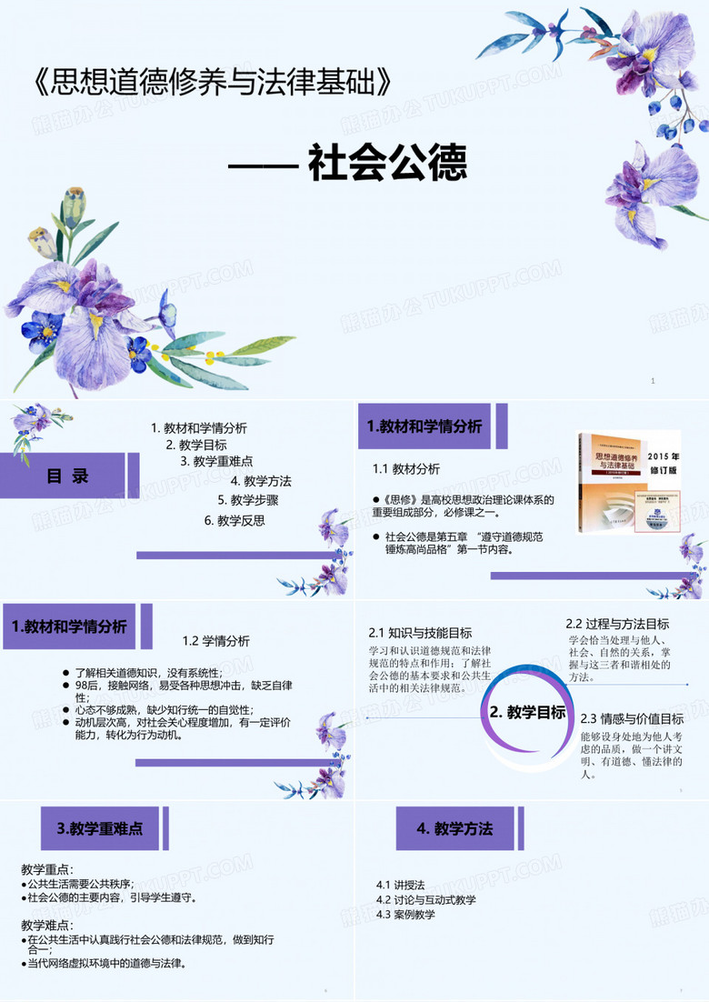 社会公德说课PPT模板下载 编号lgepwvvl 熊猫办公