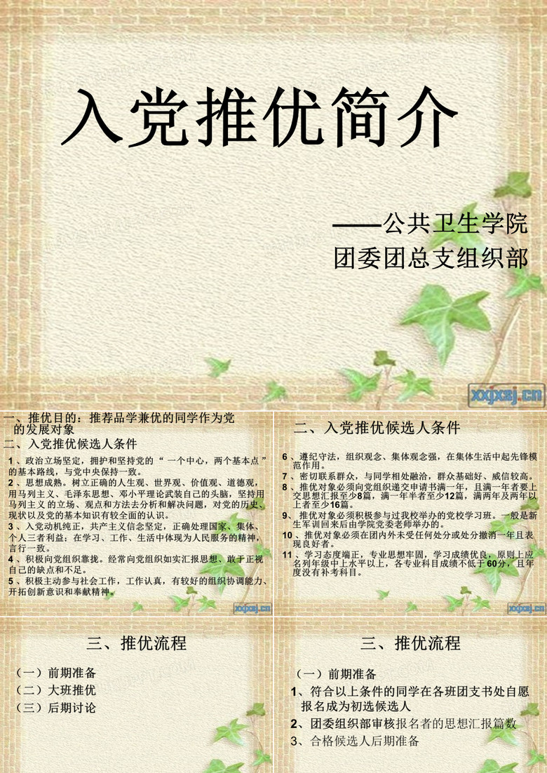 入党推优简介PPT模板下载 编号lremjvnq 熊猫办公