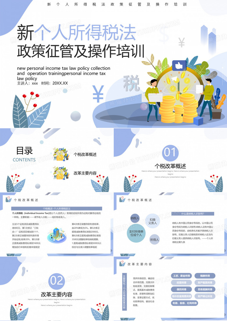 新个人所得税培训政策PPT模板下载 编号qpagzabl 熊猫办公
