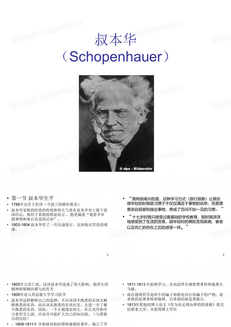 叔本华哲学简介PPT模板下载 编号qvznxknq 熊猫办公