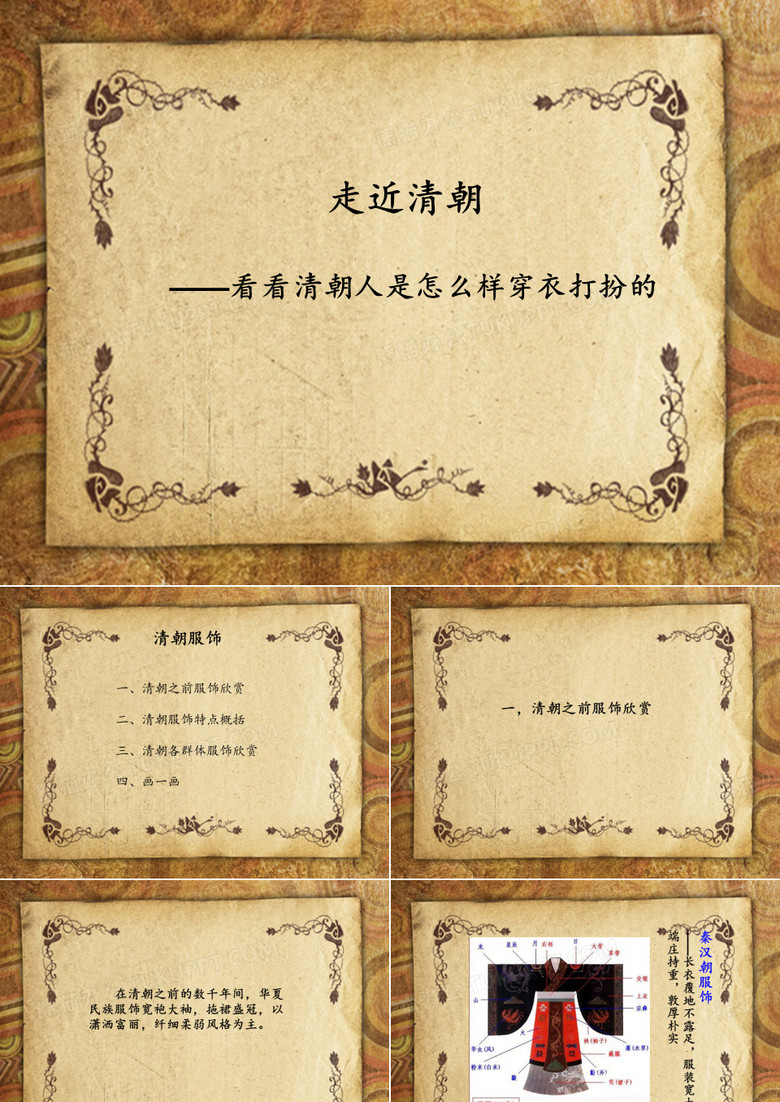 清朝服饰PPT模板下载 编号lnkkzwmq 熊猫办公