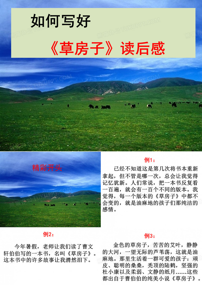 草房子读后感PPT模板下载 编号lmrbkpmq 熊猫办公