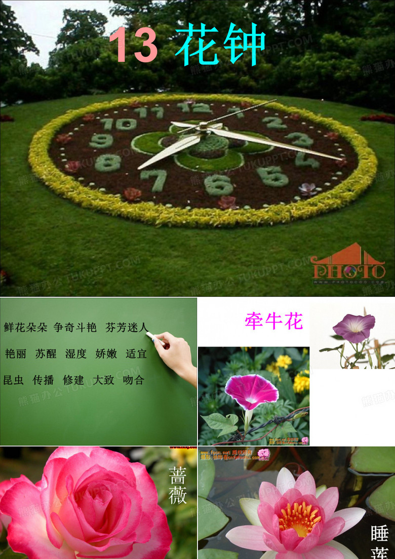 花钟课件PPT模板下载 编号qzgnavyl 熊猫办公