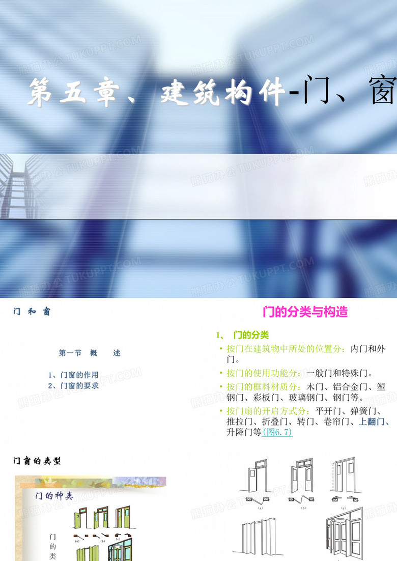 门窗介绍PPT模板下载 编号qxrdzneq 熊猫办公