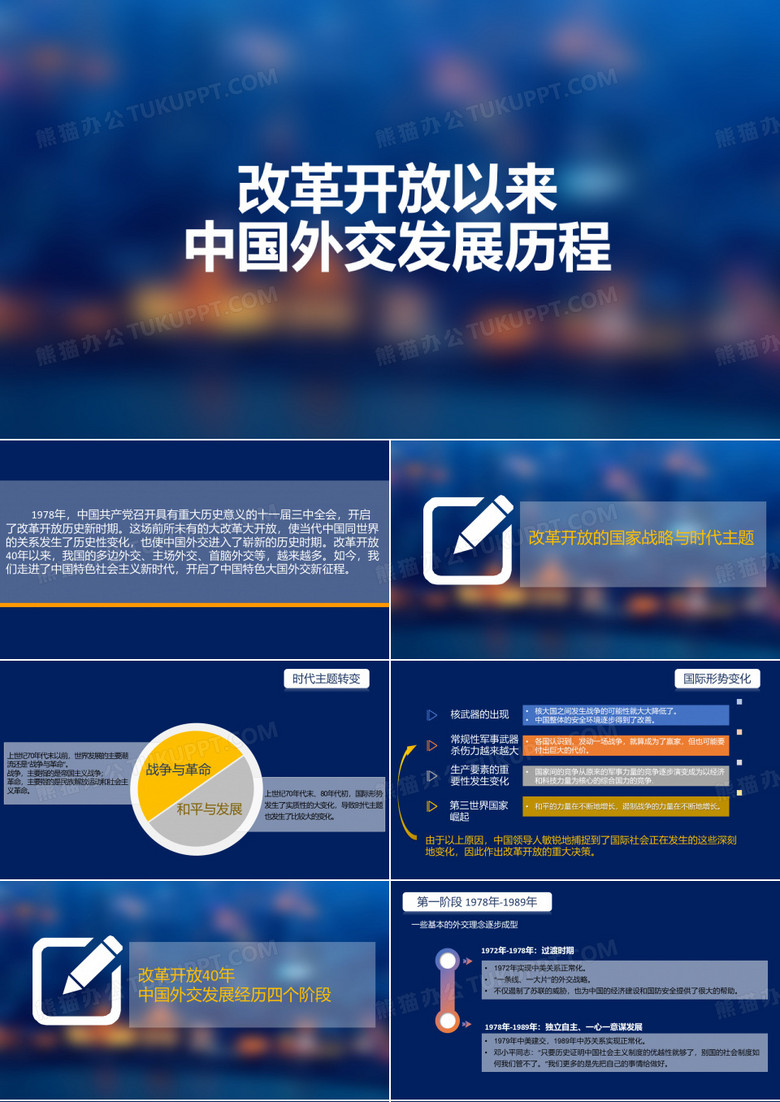 改革开放以来 中国外交发展历程PPT模板下载 编号qjaymvxl 熊猫办公