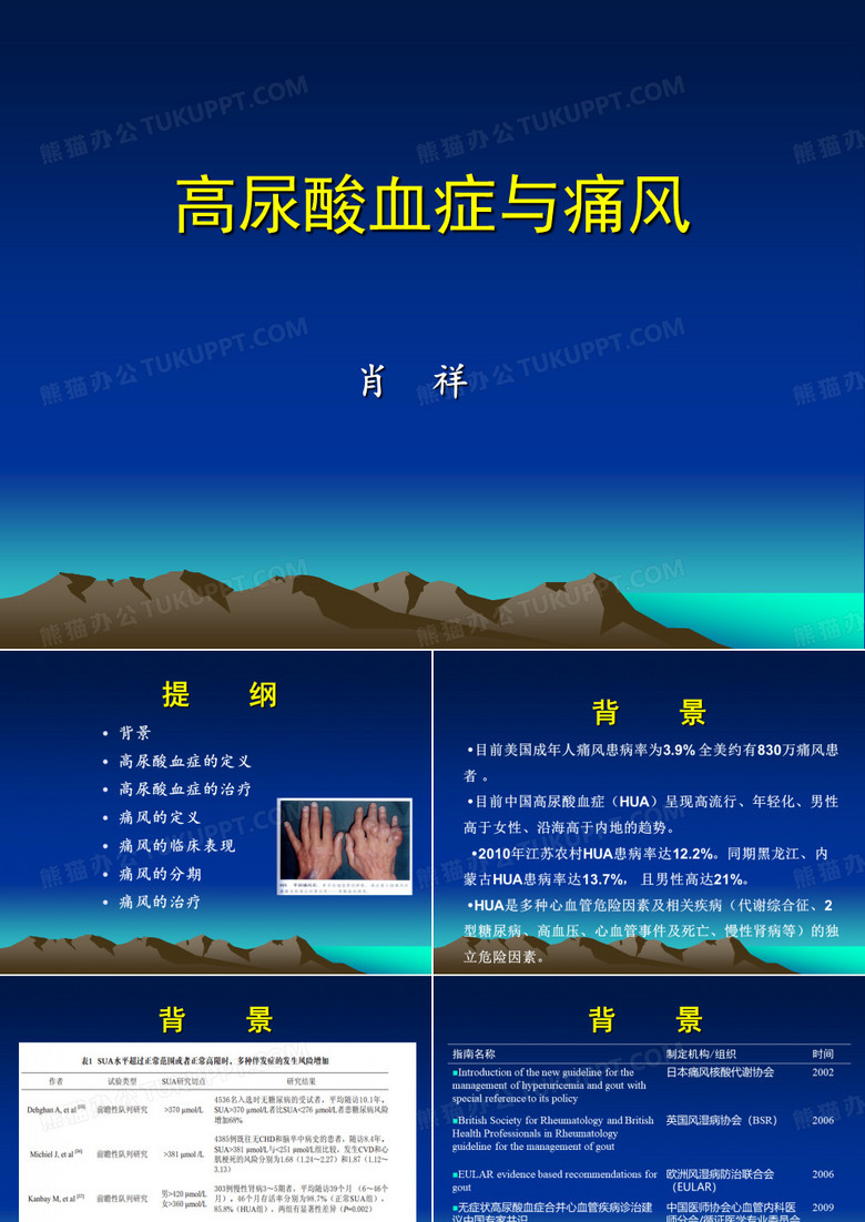 痛风PPT模板下载 编号qezamdgl 熊猫办公