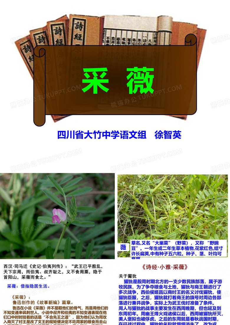采薇PPT模板下载 编号qojxjkgl 熊猫办公