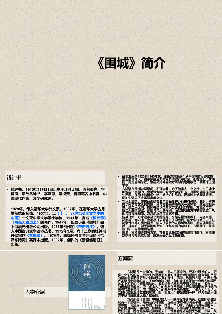 围城简介PPT模板下载 编号lebmkymq 熊猫办公
