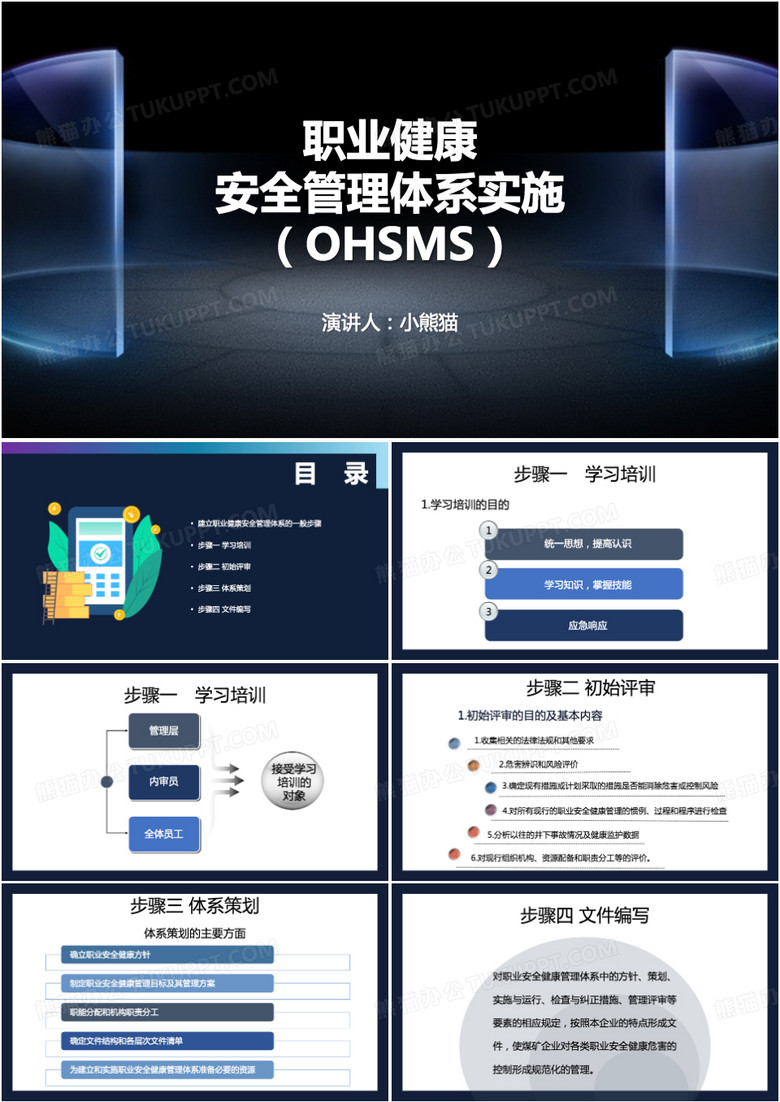 职业健康安全管理体系实施PPT模板下载 熊猫办公
