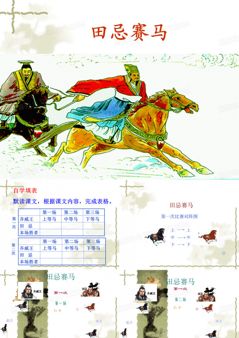 田忌赛马课件PPT模板下载 编号lddjmzyl 熊猫办公