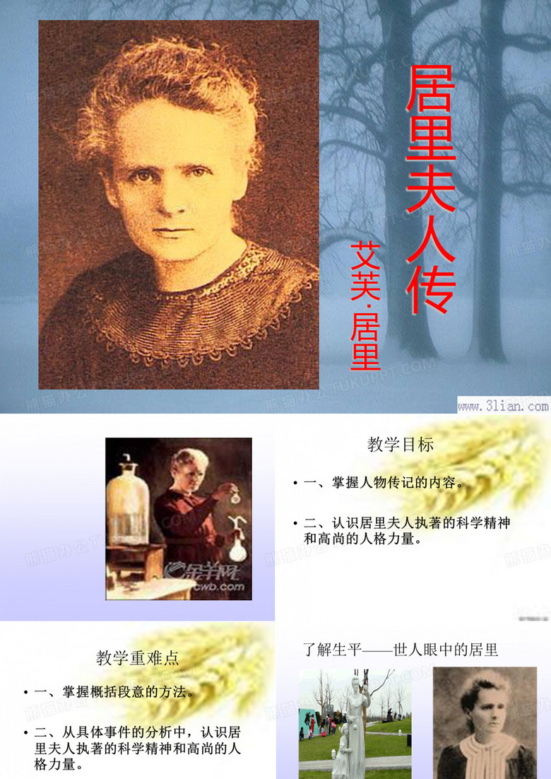 居里夫人PPT模板下载 编号lrnyeayl 熊猫办公