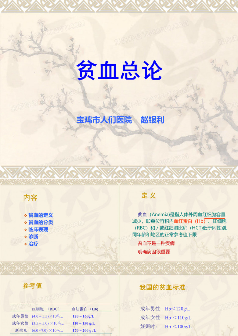 贫血PPT模板下载 编号qzebzpel 熊猫办公