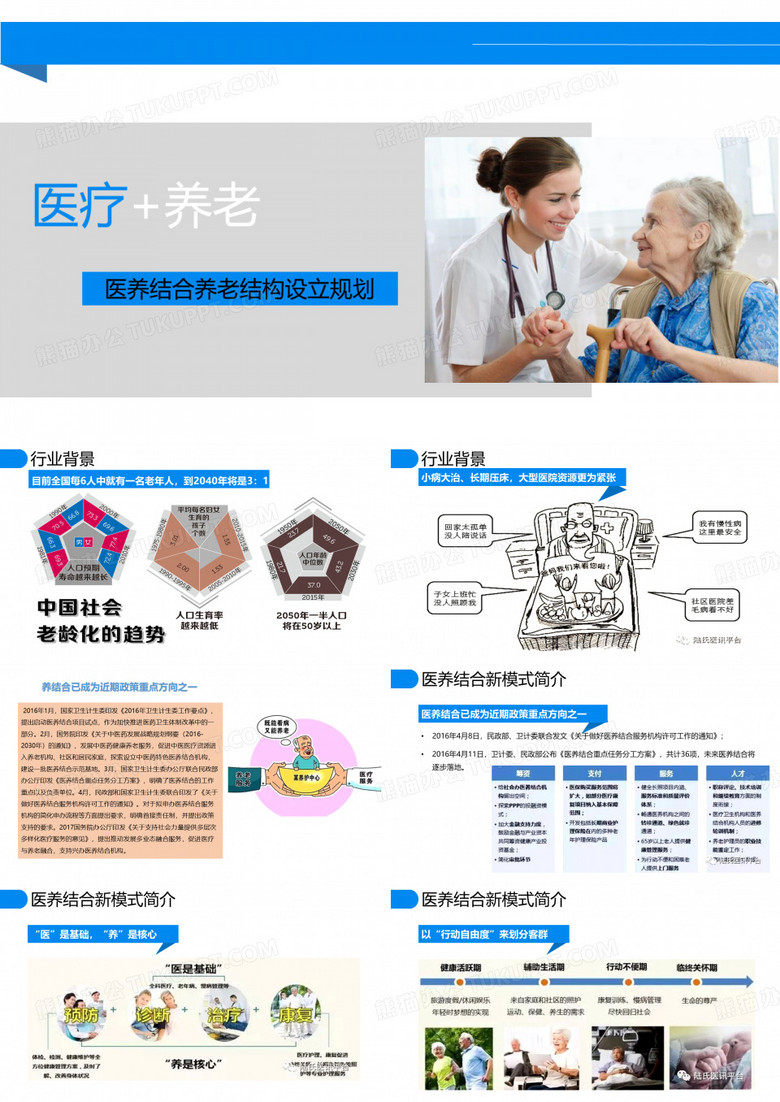 医养结合新模式PPT模板下载 编号qdnndrnm 熊猫办公