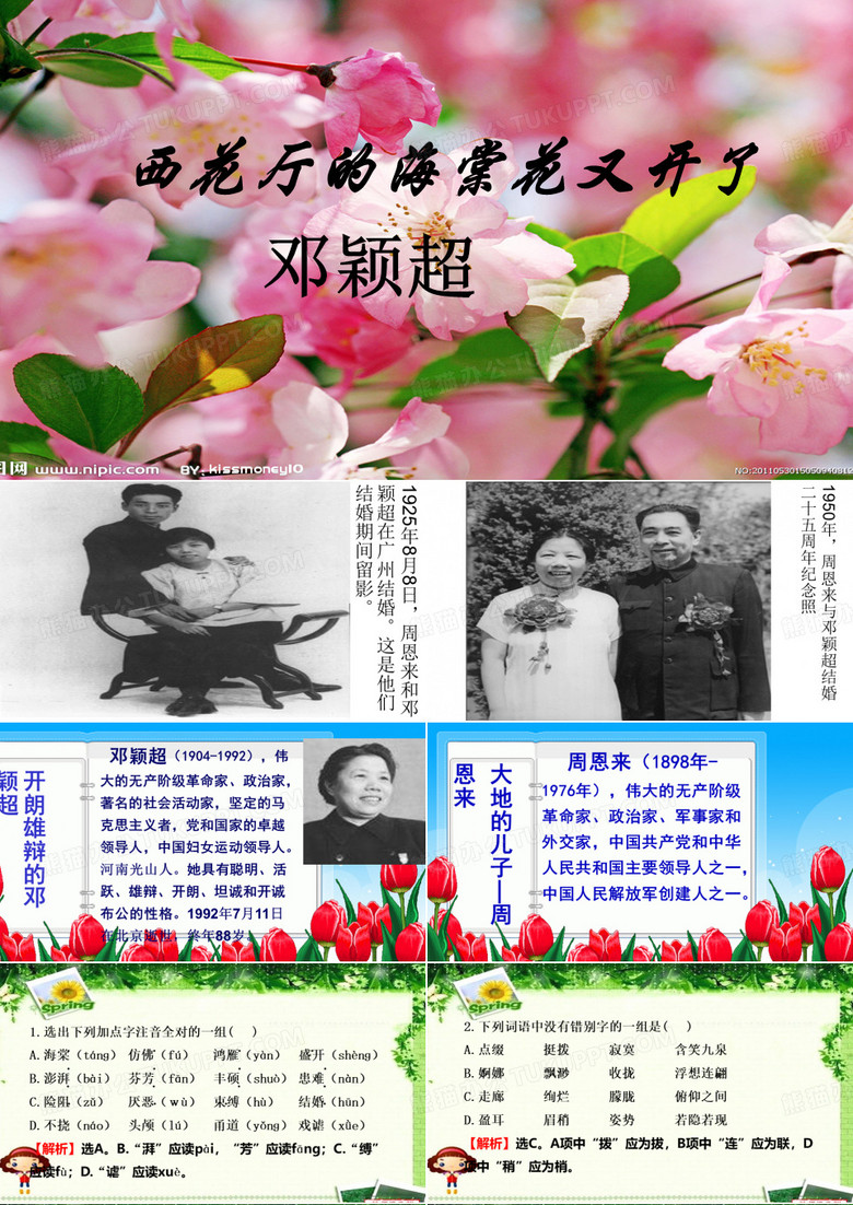 西花厅的海棠花又开了课件PPT模板下载 编号lrjrwpzo 熊猫办公