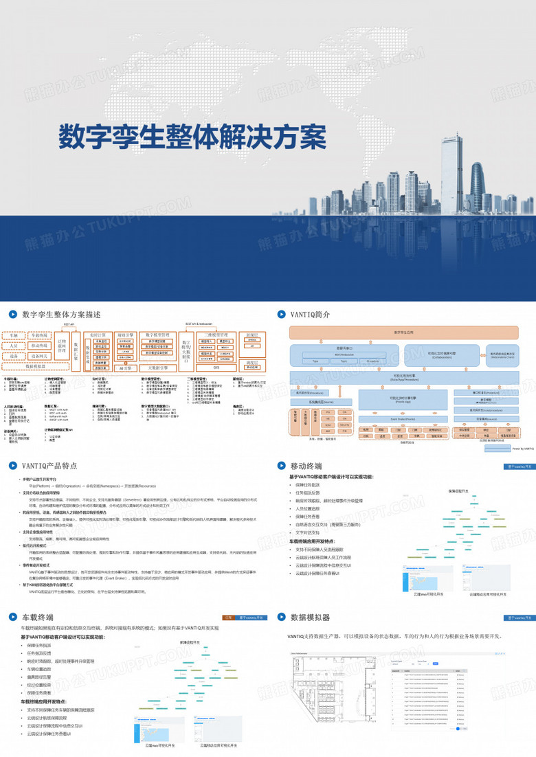 数字孪生整体解决方案PPT模板下载 编号qzbjjzkb 熊猫办公