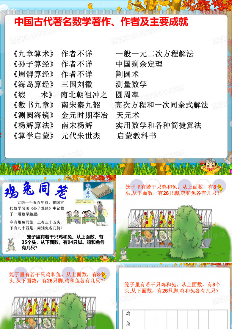 鸡兔同笼PPT模板下载 编号lxnwepdj 熊猫办公