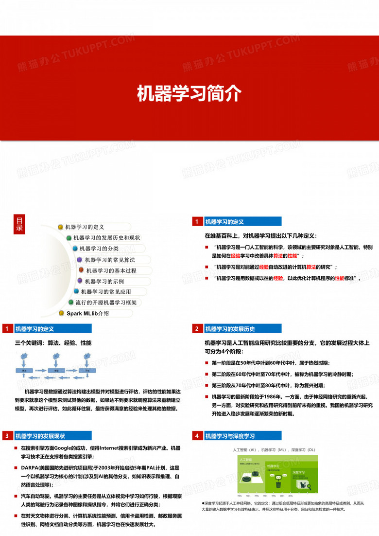 机器学习简介PPT模板下载 编号lmdmpwza 熊猫办公