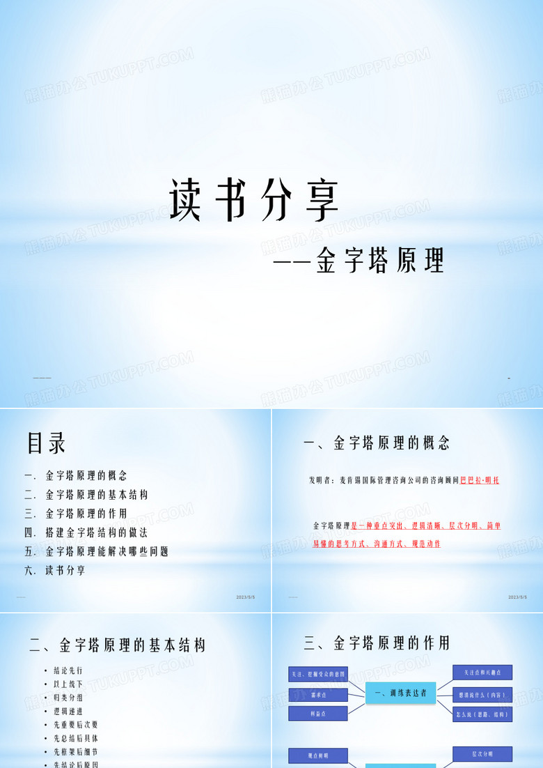 金字塔原理分享PPT模板下载 编号lvdekazp 熊猫办公