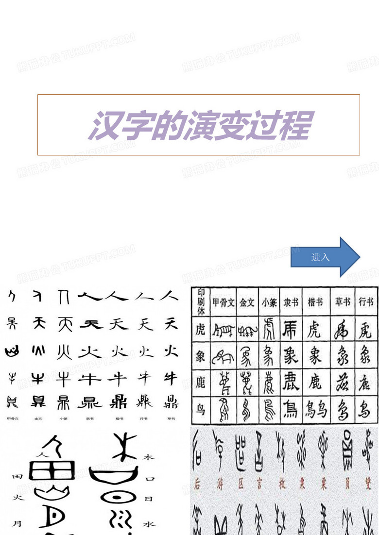 汉字演变的过程PPT模板下载 编号lvbdvkmk 熊猫办公