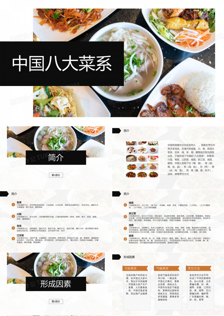 中国八大菜系PPT模板下载 编号qrmjkjje 熊猫办公