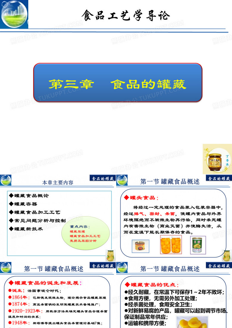 食品罐藏PPT模板下载 编号qexxzoyo 熊猫办公