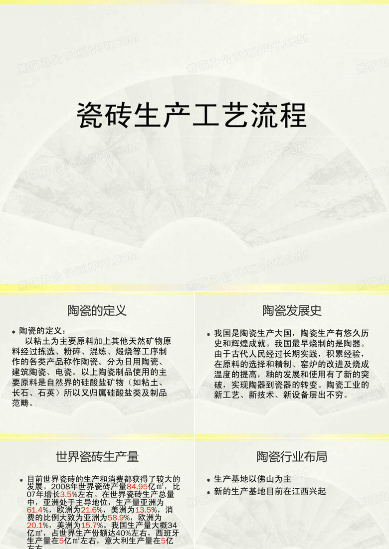 瓷砖生产工艺流程PPT模板下载 编号qgppxkkw 熊猫办公