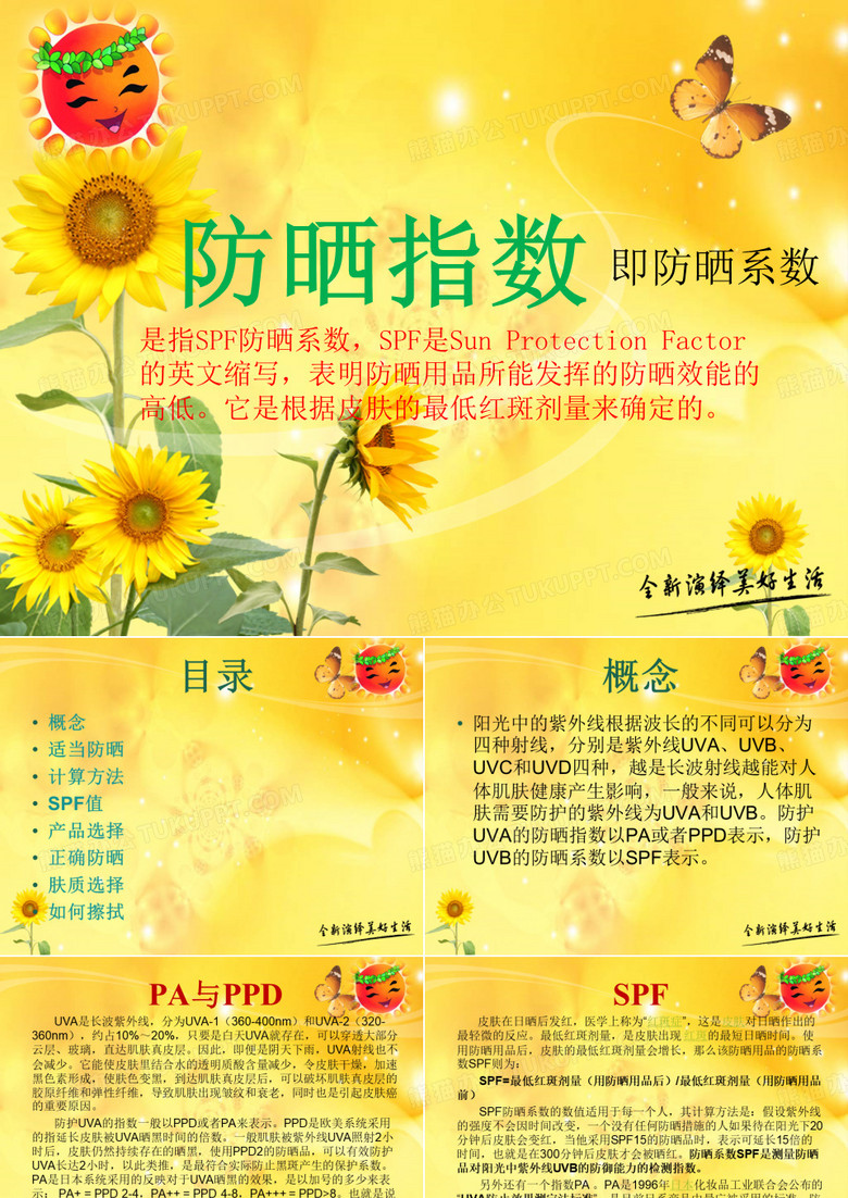 防晒指数PPT模板下载 编号ldvpwwor 熊猫办公