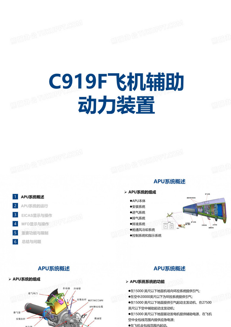 c919飞机辅助动力装置apu系统PPT模板下载 编号qznkoavn 熊猫办公