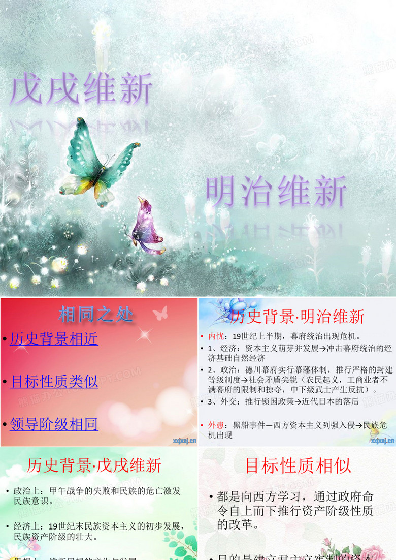 戊戌变法与明治维新PPT模板下载 编号lxdokwow 熊猫办公