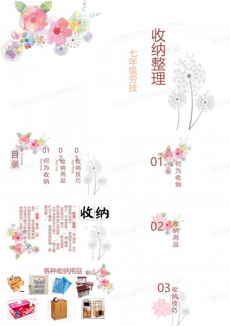 收纳整理PPT模板下载 编号qorkdara 熊猫办公