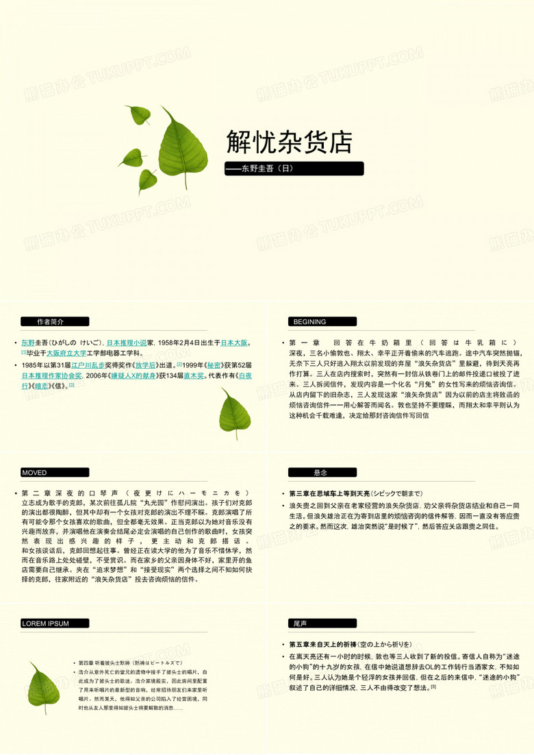 解忧杂货店PPT模板下载 编号qpxgrzdk 熊猫办公