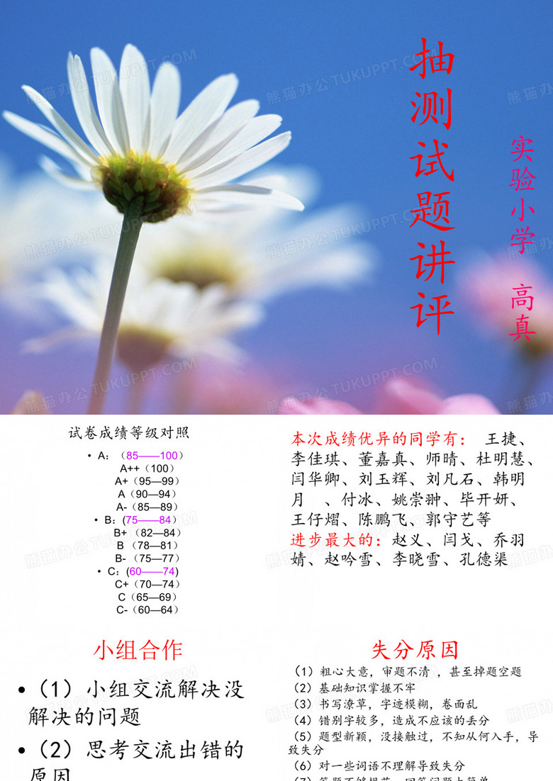 试卷讲评课件PPT模板下载 编号lorwnxjo 熊猫办公