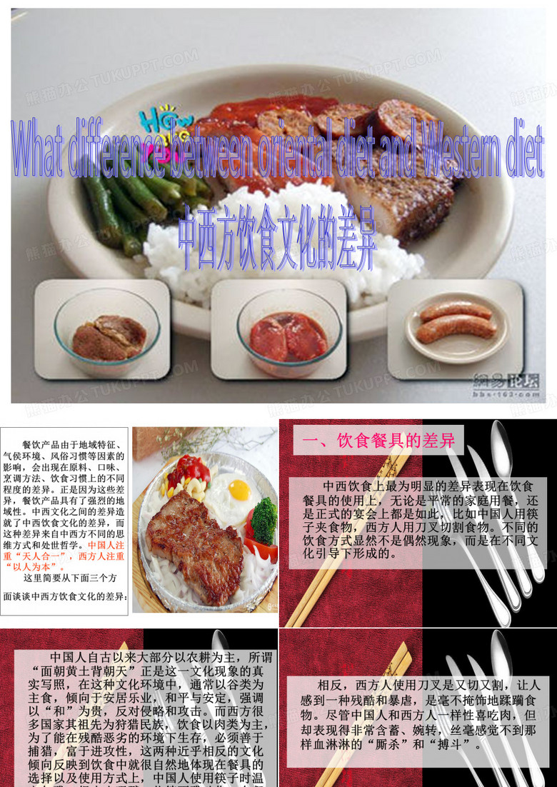 中西方饮食文化差异PPT模板下载 编号qmykpwgk 熊猫办公