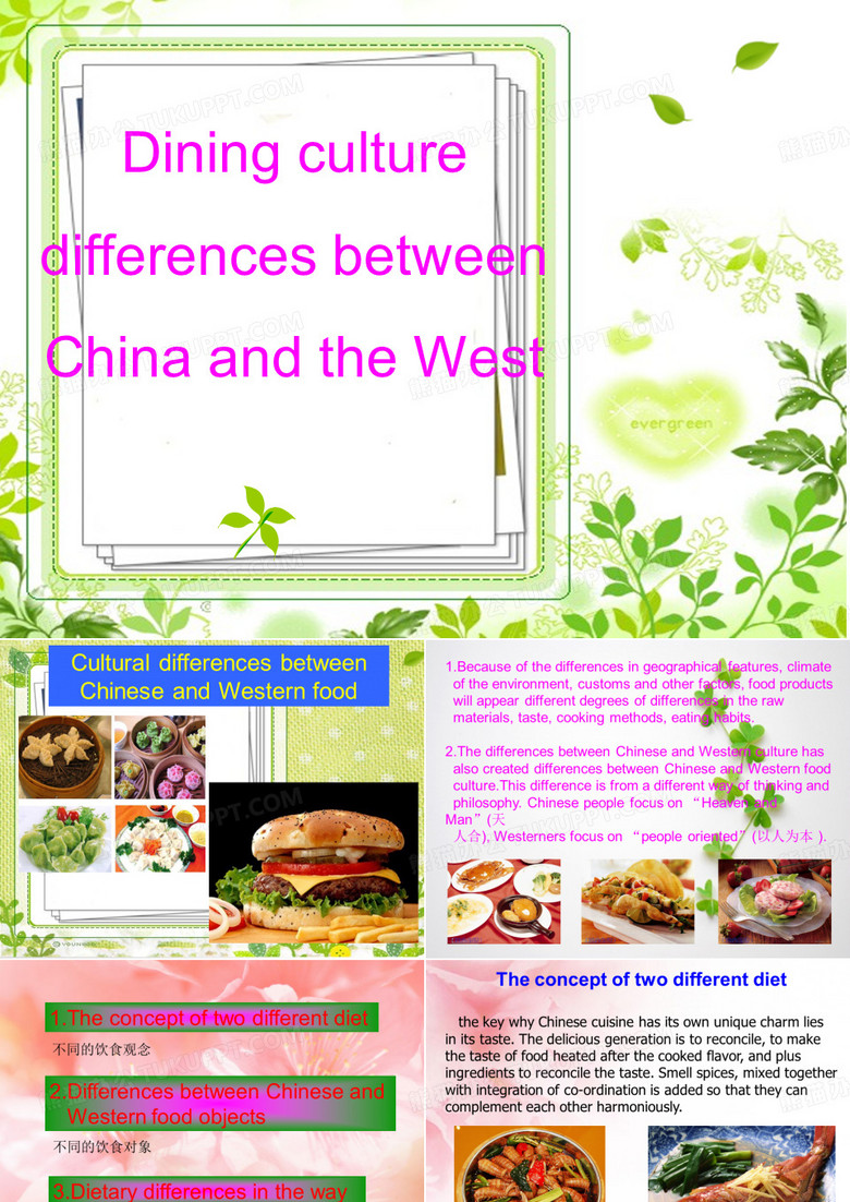 中西方饮食文化差异 英文 PPT模板下载 编号qgpjkxxn 熊猫办公