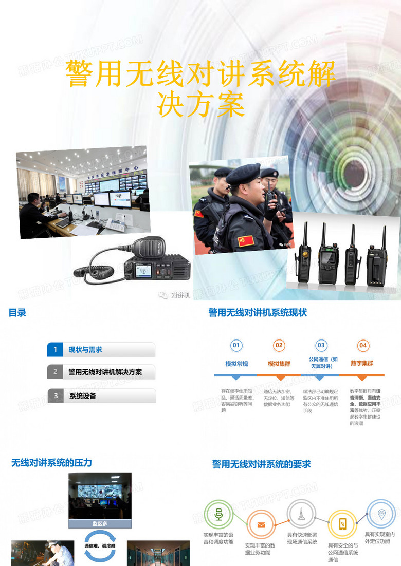 警用无线对讲系统解决方案PPT模板下载 编号qjyvyjvm 熊猫办公